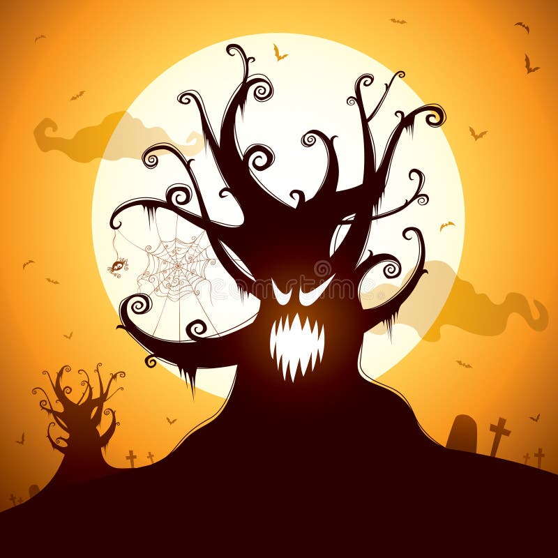 Árbol fantasmagórico ilustración del vector. Ilustración de palo - 26559137