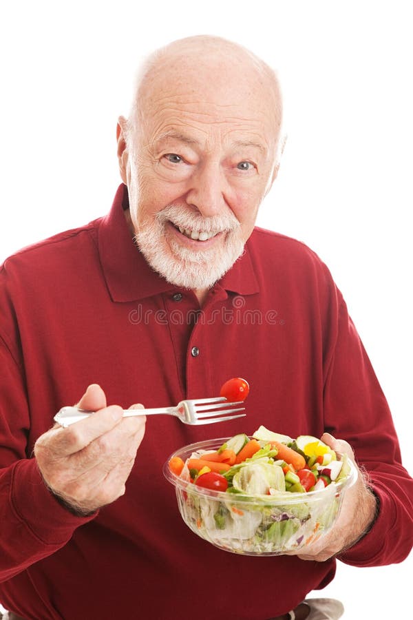 Älterer Mann isst Salat stockfoto. Bild von gesund, kaukasisch - 40165168