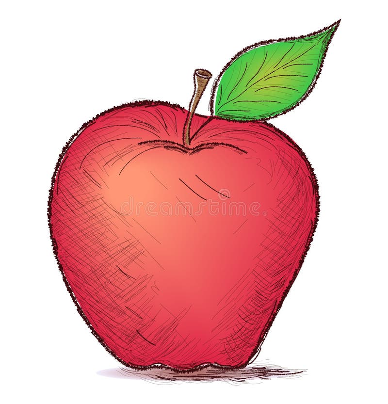 äpple tecknad hand stock illustrationer. Illustration av konst - 25202708