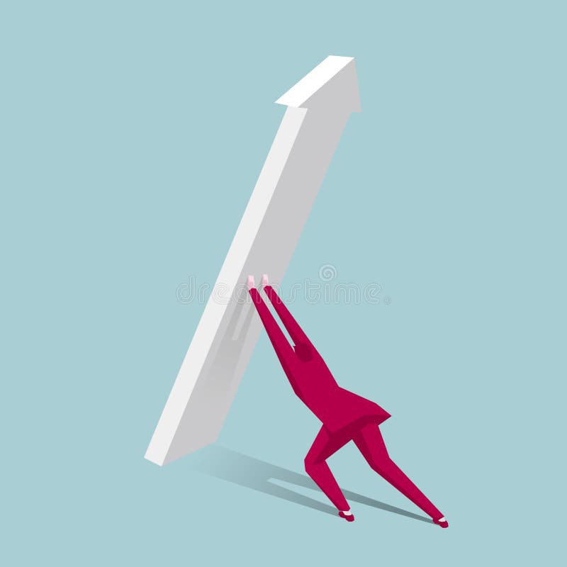 3d Man Pushing Arrow Upward Stock Illustration - Illustration of idea ...