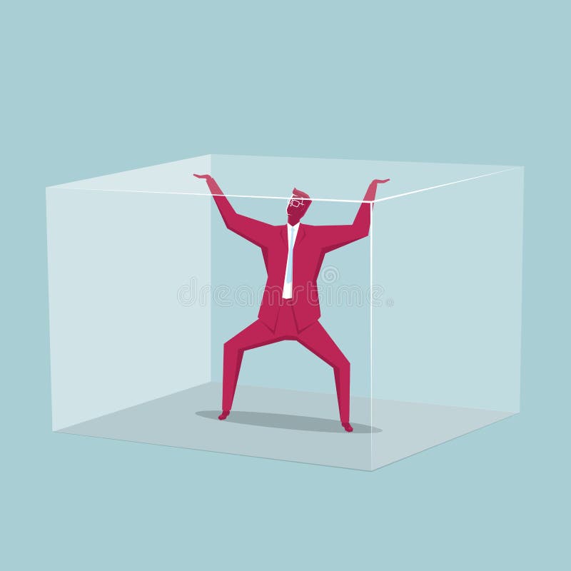 Trapped In A Glass Box stock illustration. Illustration of figure - 4570467