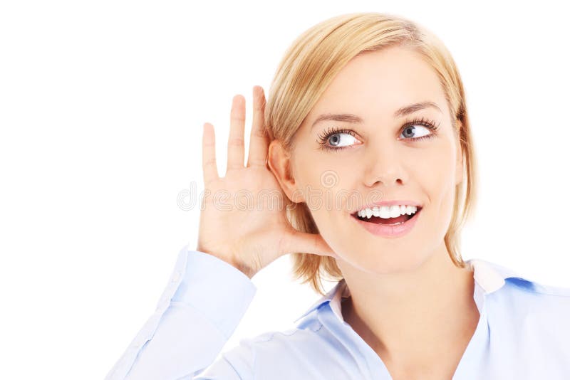 Écoute de femme image stock. Image du assez, paume, écoutez - 39905503