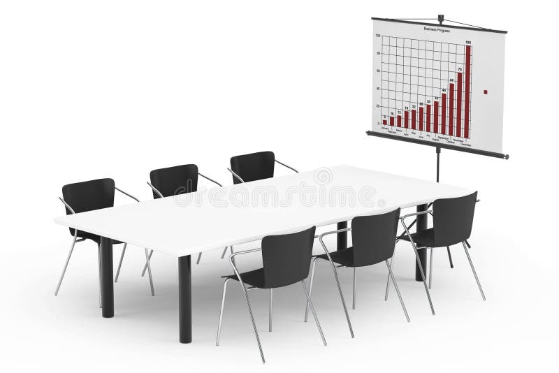 Écran De Projection Avec Le Graphique, Le Tableau Et Les Chaises De ...