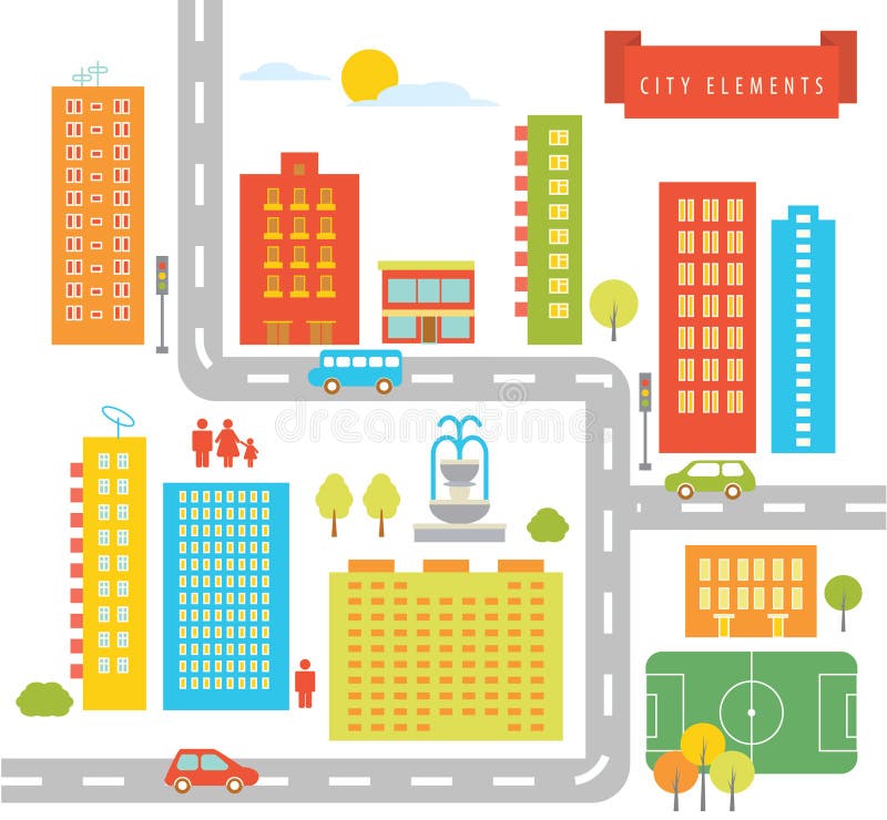 Éléments de ville illustration de vecteur. Illustration of construction ...