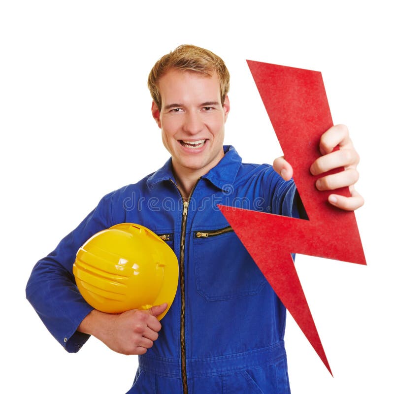 Électricien Avec L'éclair Comme énergie Image stock - Image du commerce ...