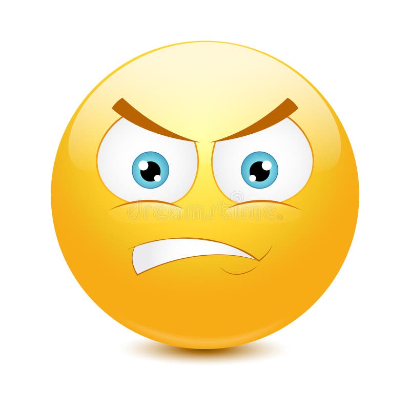 La Bande Dessinée Jaune Fâchée Emoji Font Face Au Caractère Avec Le ...