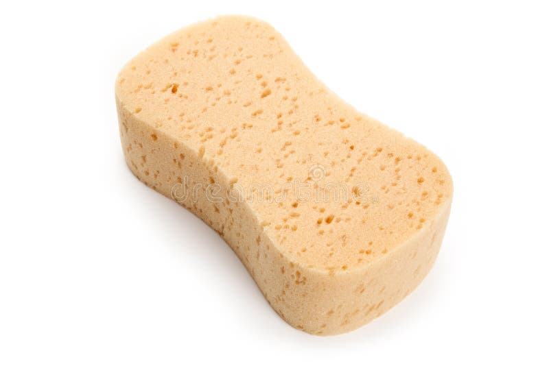 Éponge jaune image stock. Image du hygiène, matériel - 14858871