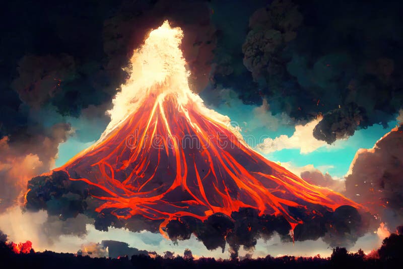 éruption Volcanique Explosion De Lave Illustration Stock - Illustration ...
