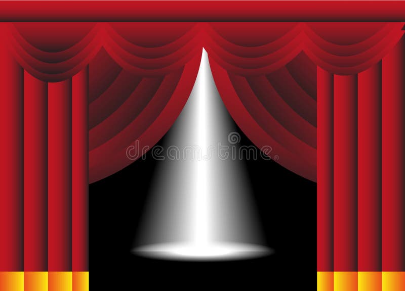 Étape Avec Les Rideaux Et Le Projecteur Illustration de Vecteur ...