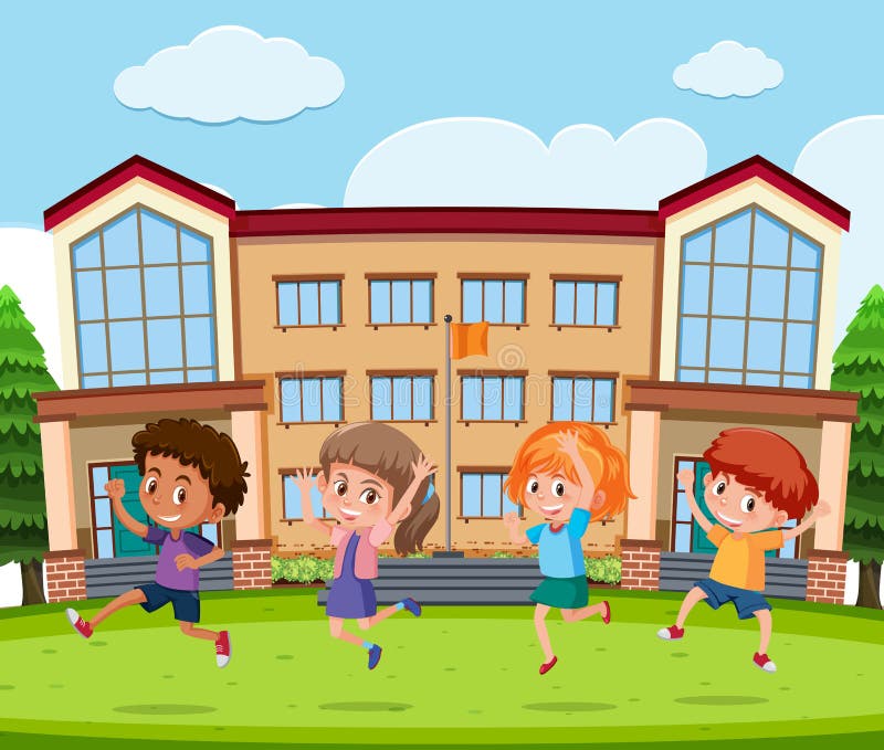 Étudiant à la cour d'école illustration de vecteur. Illustration of ...