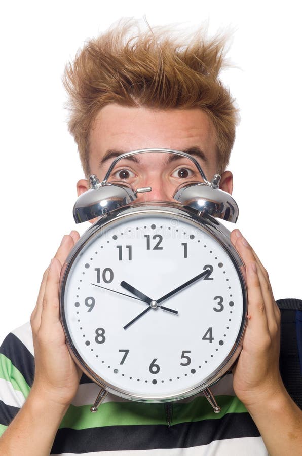 Étudiant étant en retard image stock. Image du alarme - 46953029