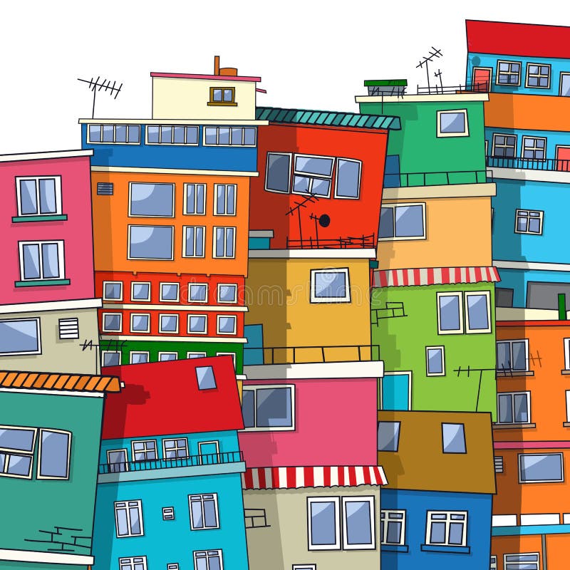 Favela ilustração do vetor. Ilustração de cartoon, elemento - 34081085