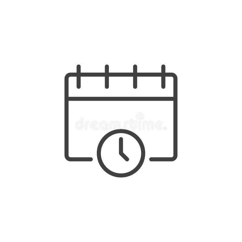 Ícone Do Esboço Da Data E Da Hora Ilustração do Vetor - Ilustração de ...