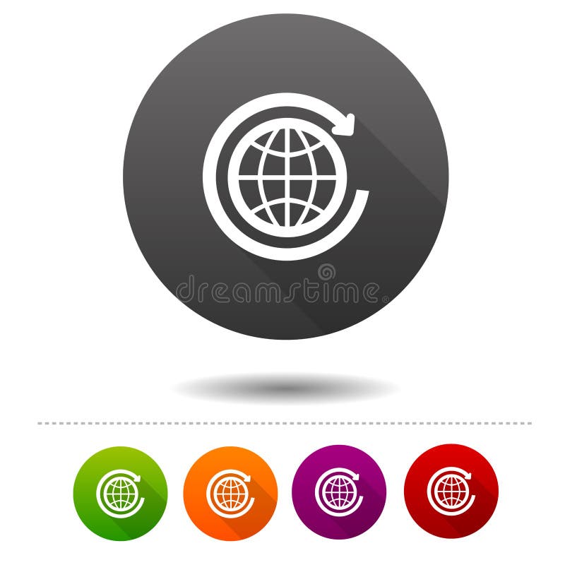 Ícone Do Globo Seta Em Volta Do Sinal Do Símbolo Do Mundo Botão Da Web ...