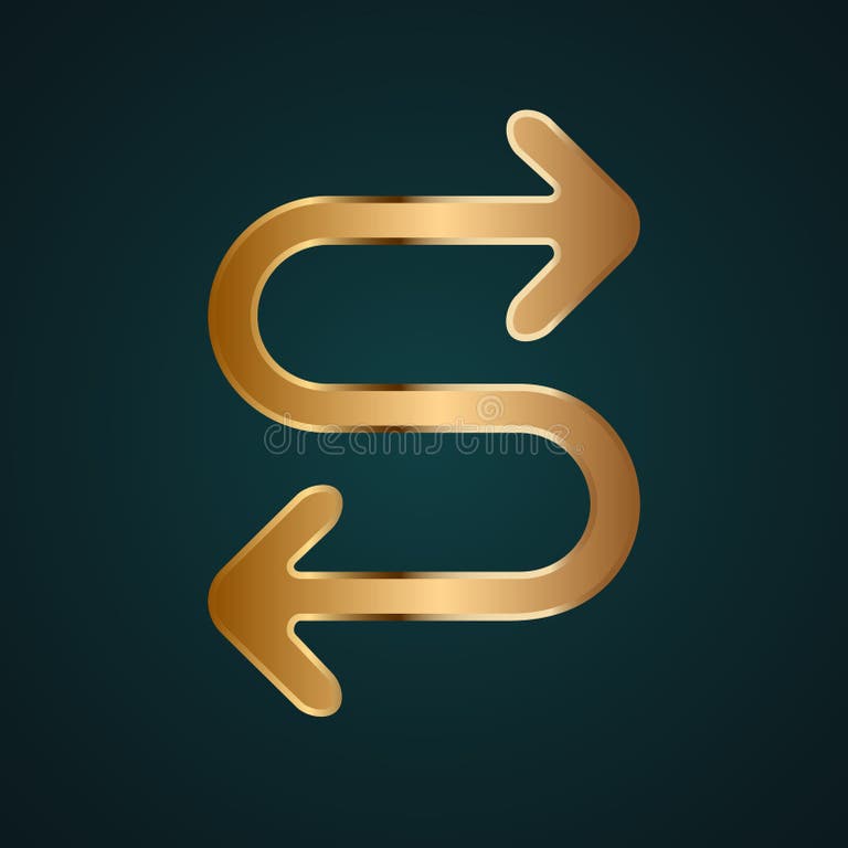 ícone Do Vetor De Seta De Troca Dupla. Ouro Gradiente Com Fundo Escuro ...