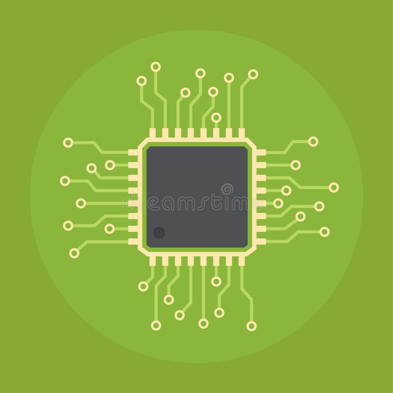 Chip de computador ilustração do vetor. Ilustração de microplaqueta ...
