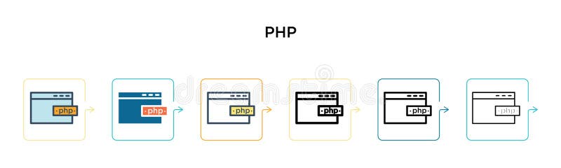 ícone Do Vetor Php Em 6 Estilos Modernos Diferentes. ícones Php Pretos ...