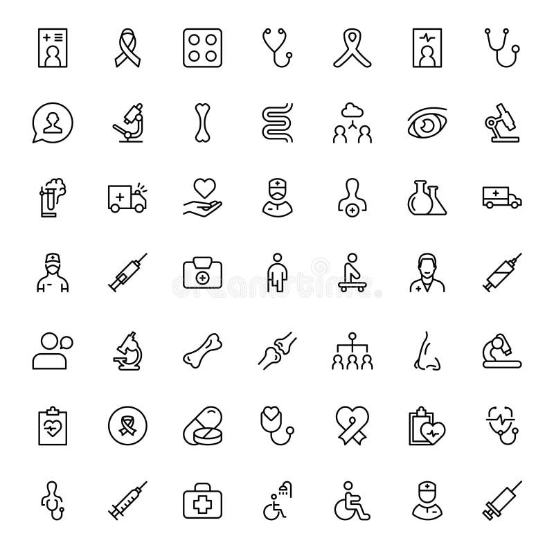 Centros Do Tratamento Contra O Câncer Linha ícones Da Clínica Símbolos ...