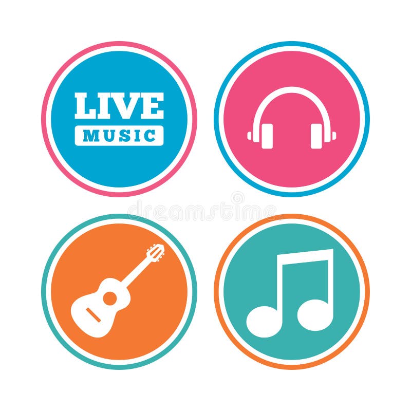 Ícone Musical Dos Elementos Nota E Guitarra Da Música Ilustração do ...