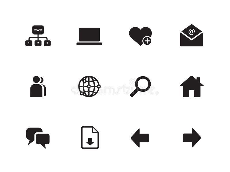 Ícones Da Rede No Fundo Branco. Ilustração do Vetor - Ilustração de ...