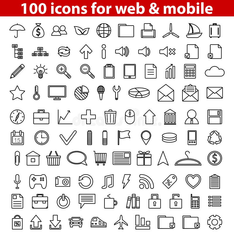 Linha ícones da Web ilustração do vetor. Ilustração de anunciar - 76745841