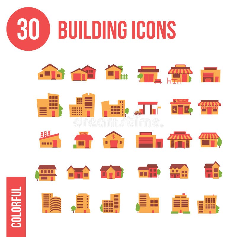 30 ícones De Construção - Plano Ilustração do Vetor - Ilustração de ...