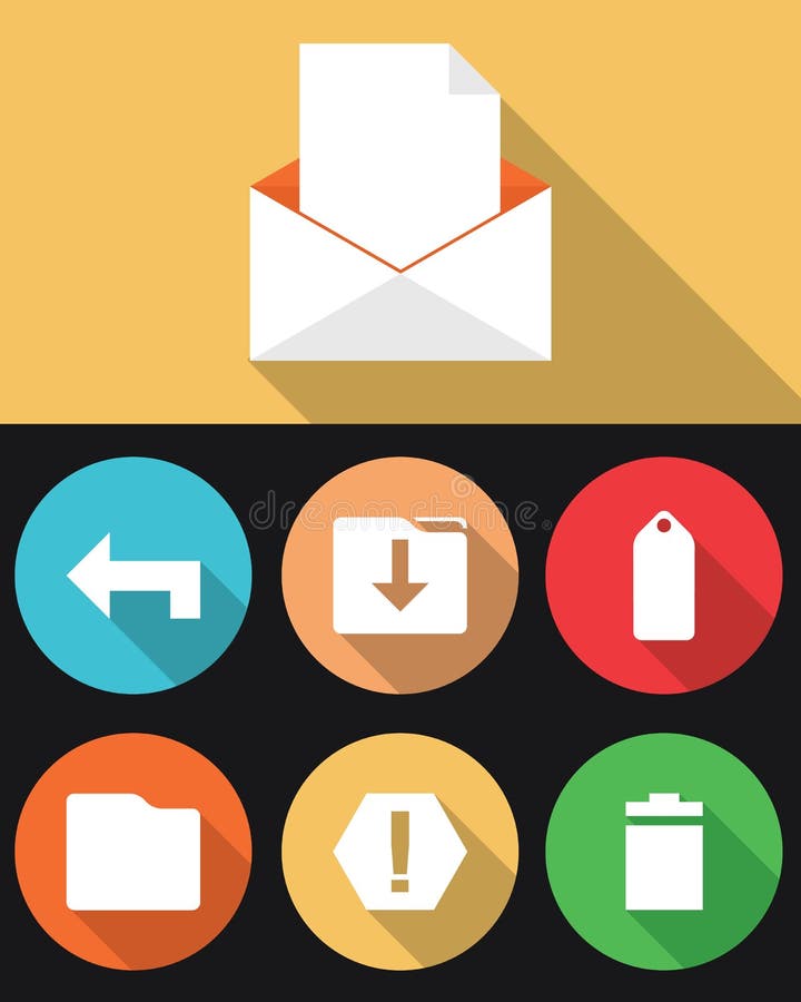 Ícones Do Email Em Cores Lisas Ilustração Stock - Ilustração de email ...