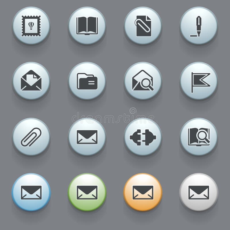 Ícones Do Email Para O Web Site No Fundo Cinzento. Ilustração do Vetor ...