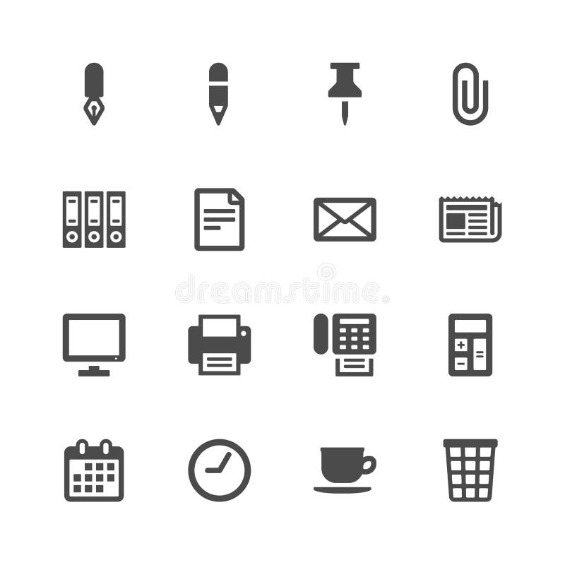 Ícones do escritório ilustração do vetor. Ilustração de grampo - 36407308
