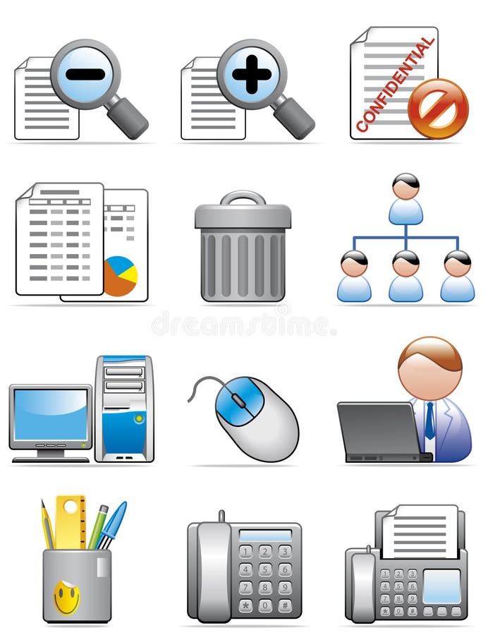 Ícones do escritório ilustração do vetor. Ilustração de telefone - 7530935