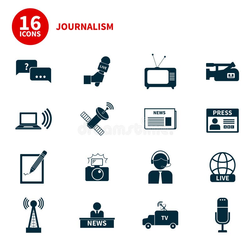 Ícones Do Jornalismo Ajustados Ilustração Stock - Ilustração de artigo ...