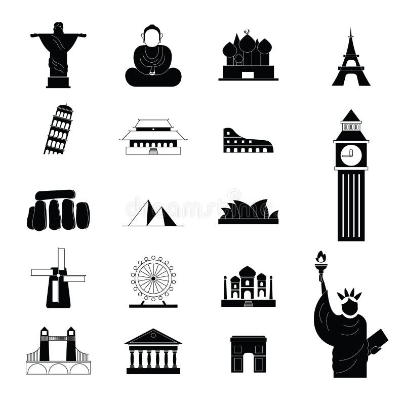 Ícones Do Marco Do Curso Em Todo O Mundo Foto de Stock Editorial ...