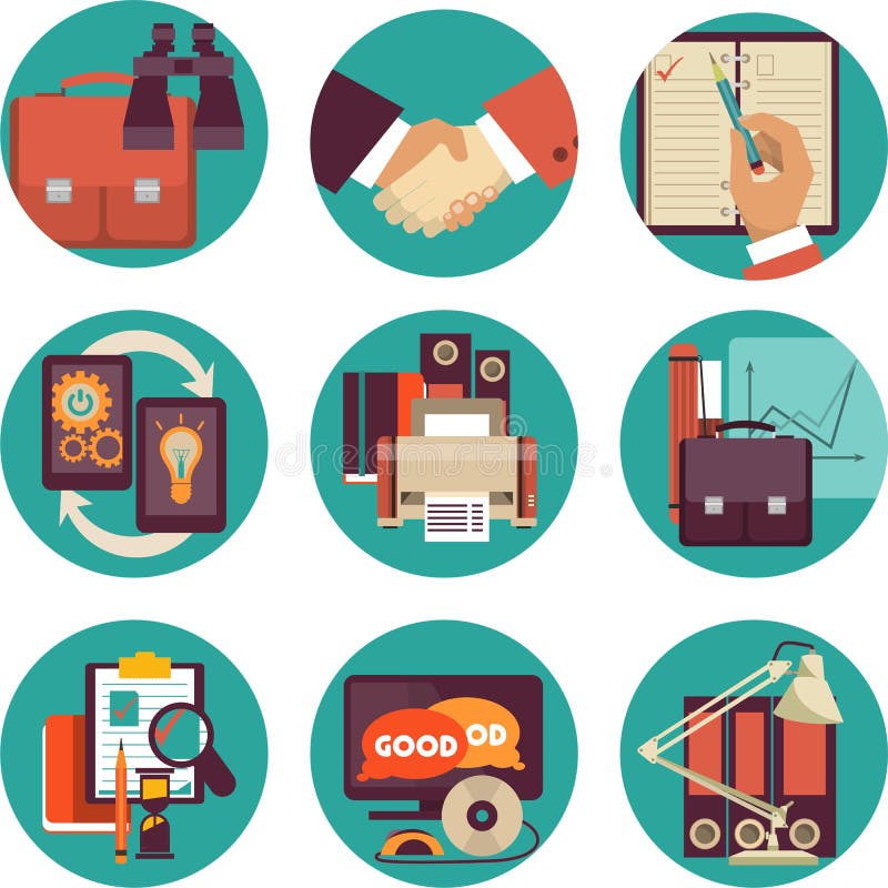 Ícones do negócio ilustração do vetor. Ilustração de seta - 41879924