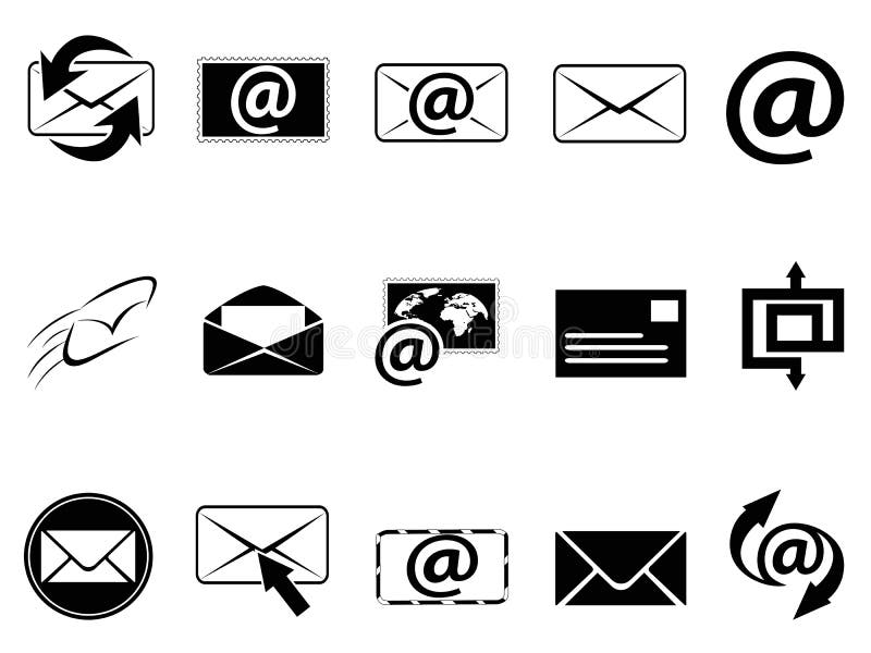 Ícones Do Símbolo Do Email Ajustados Ilustração do Vetor - Ilustração ...