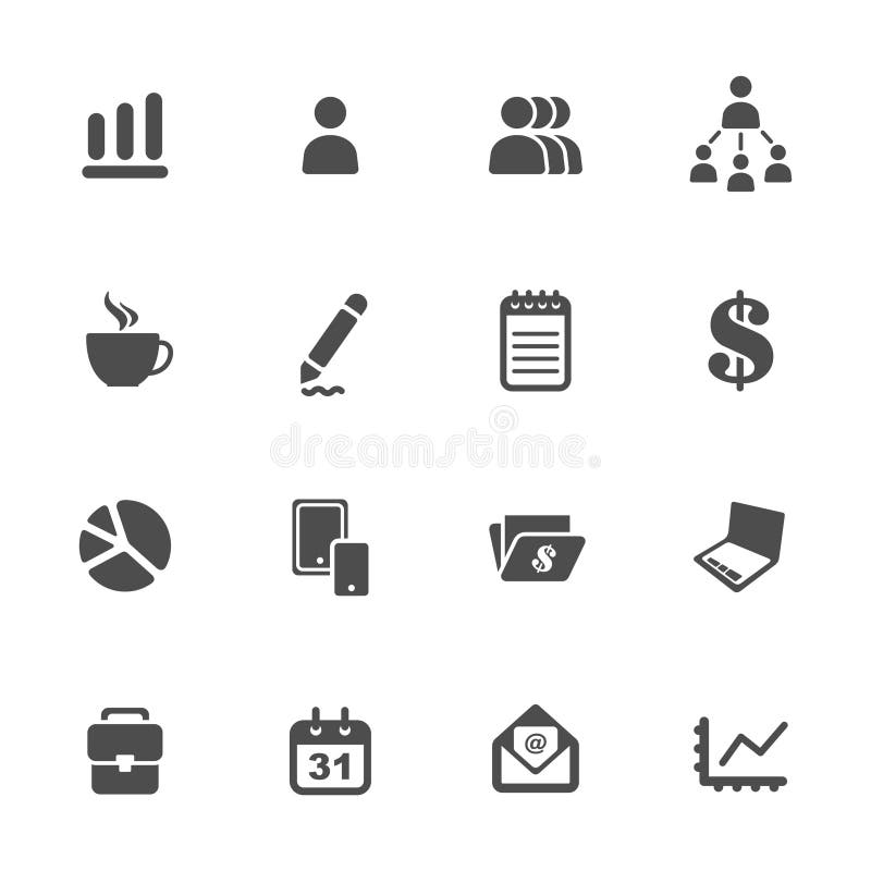 Ícones do tema do negócio ilustração stock. Ilustração de laptop - 33800016