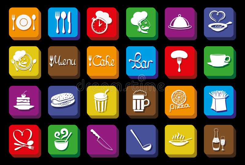 Ícones Do Vetor Conceito Do Alimento Ilustração do Vetor - Ilustração ...