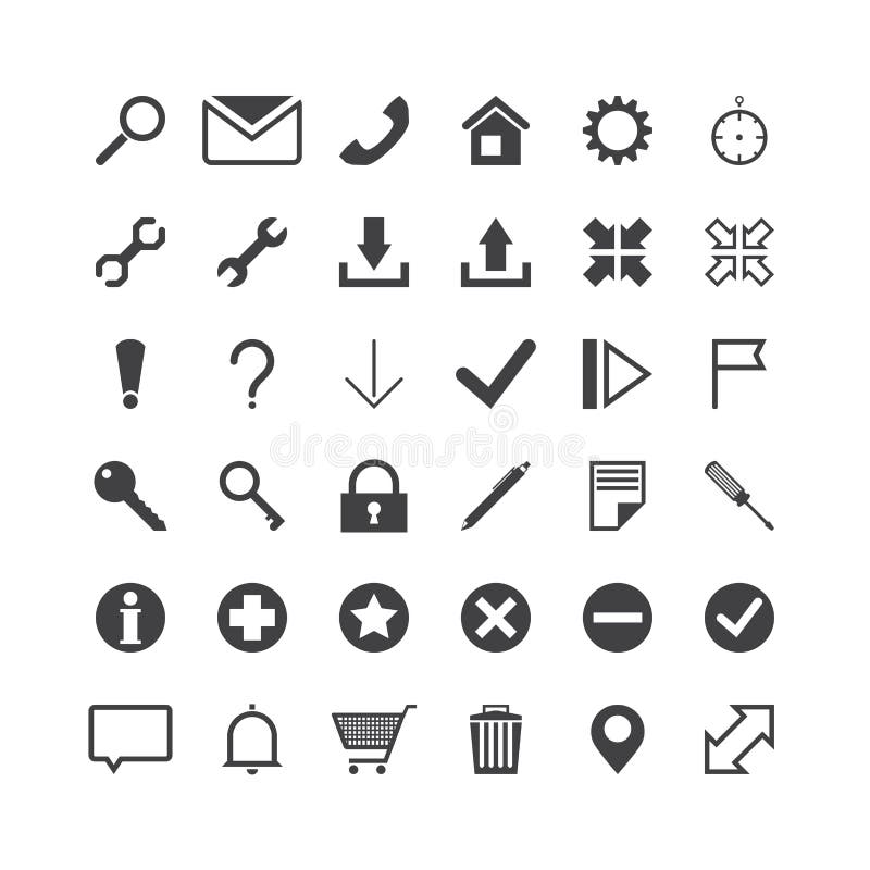 Ícones do Web do vetor ilustração do vetor. Ilustração de preto - 53524647
