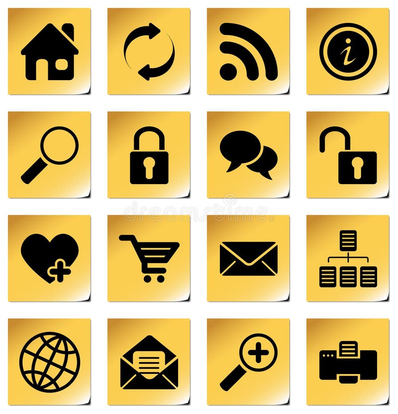 Ícones Do Web Site E Do Internet, Série Dourada Ilustração do Vetor ...