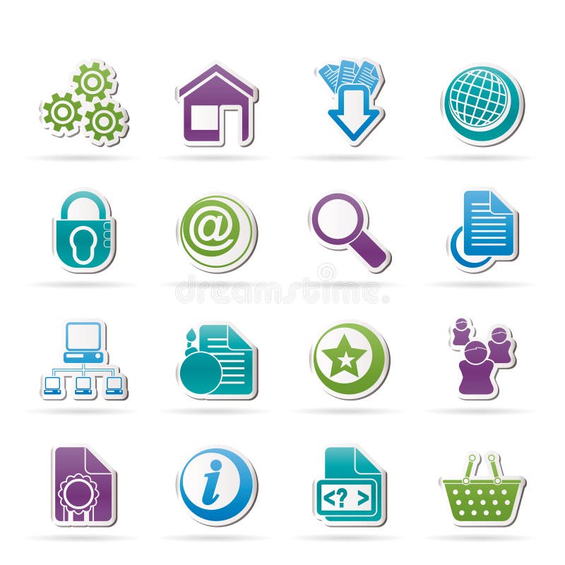 Ícones Do Web Site E Do Internet Ilustração do Vetor - Ilustração de ...