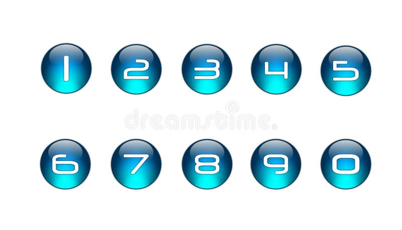 Ícones Dos Números Do Azul Ajustados [01] Ilustração Stock - Ilustração ...