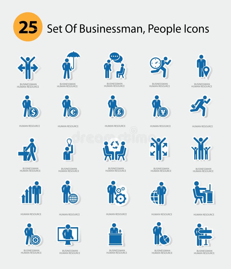 Ícones De Recursos Humanos, Versão Azul Ilustração Stock - Ilustração ...