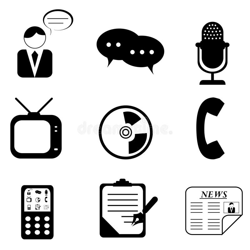 Ícones E Símbolos Dos Media Ilustração do Vetor - Ilustração de arte ...