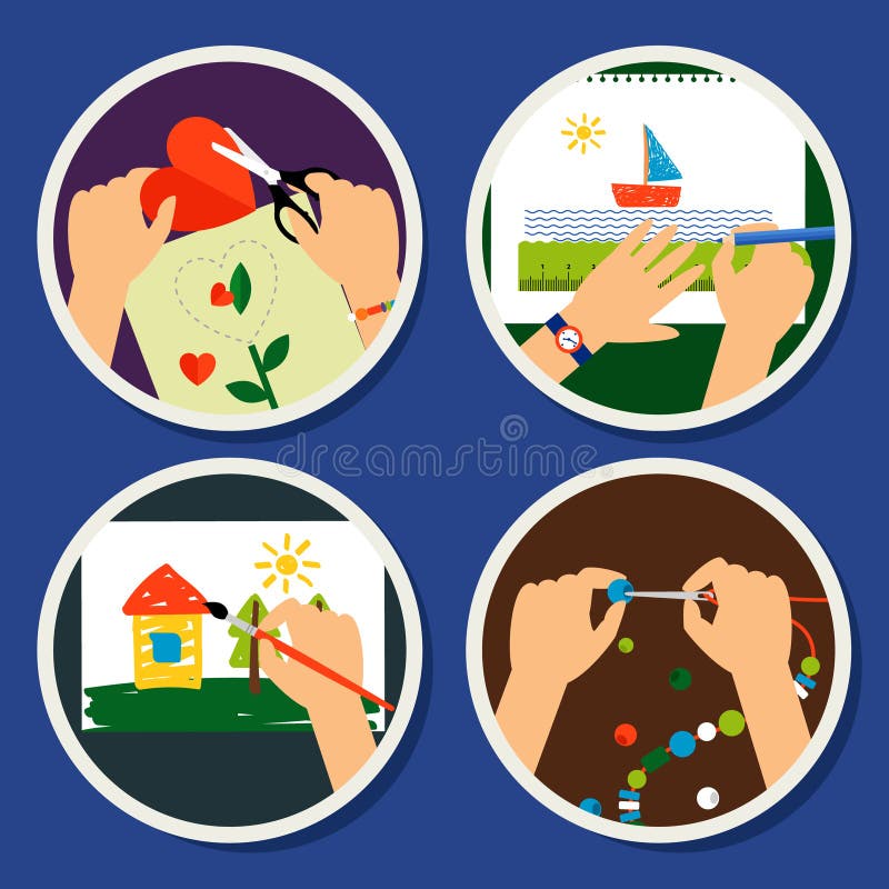 Ícones Feitos a Mão Do Círculo Ilustração do Vetor - Ilustração de ...