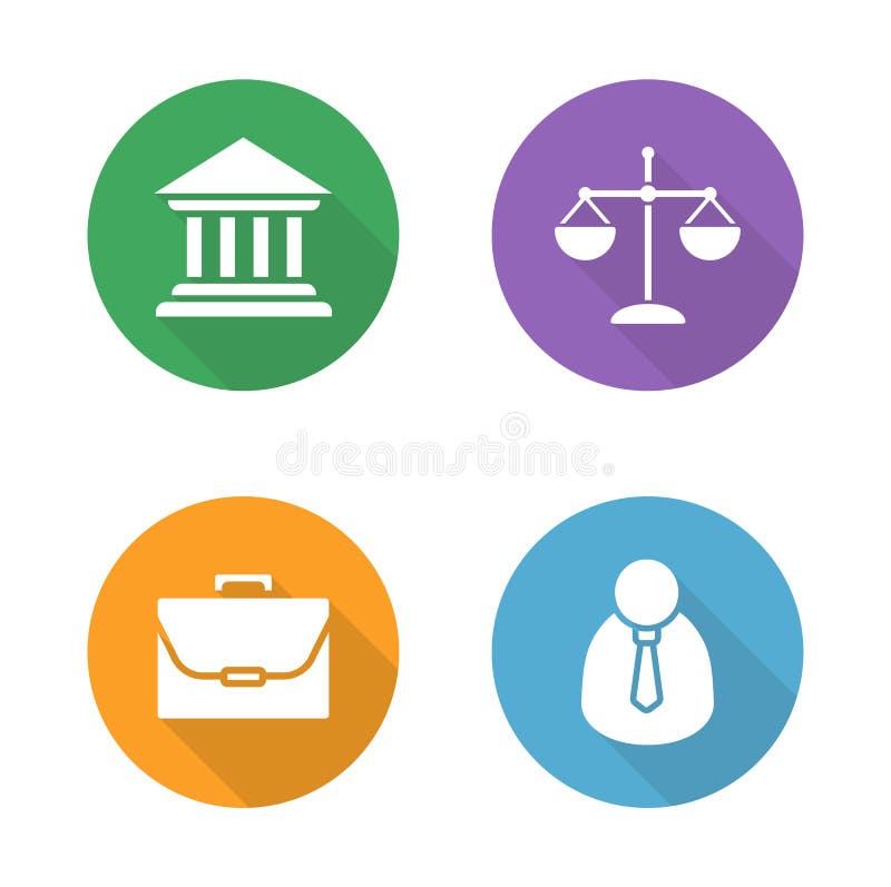 Ícones Lisos Do Projeto Da Lei Ajustados Ilustração do Vetor ...