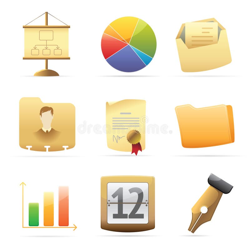 Ícones para o escritório ilustração do vetor. Ilustração de azul - 17182280