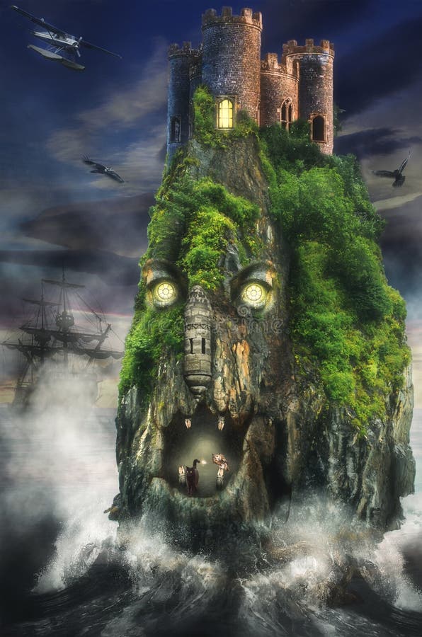 Île Perdue Dans L'océan Avec La Seule Personne Rejetée Illustration de ...