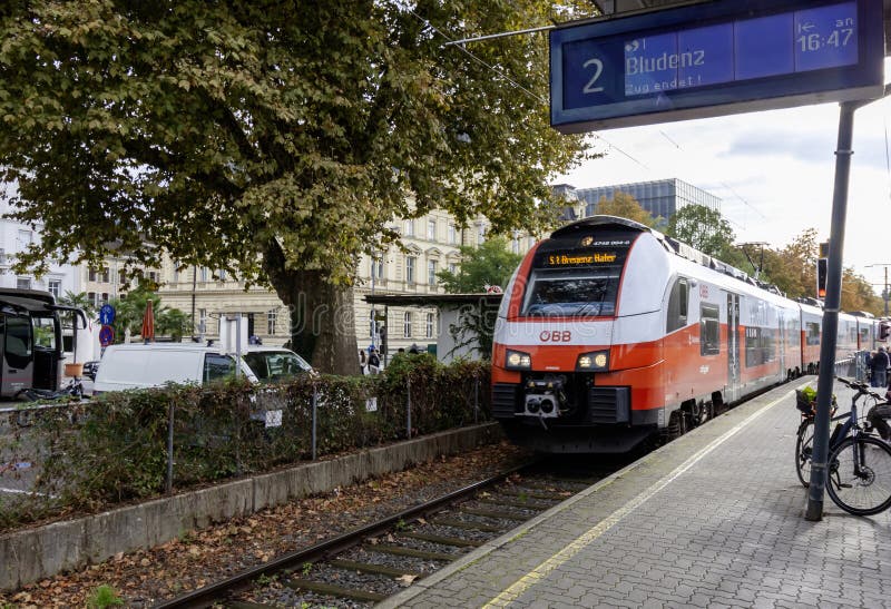Ã–BB Cityjet Train at Bregenz Station, Austria, Departing for Bludenz ...