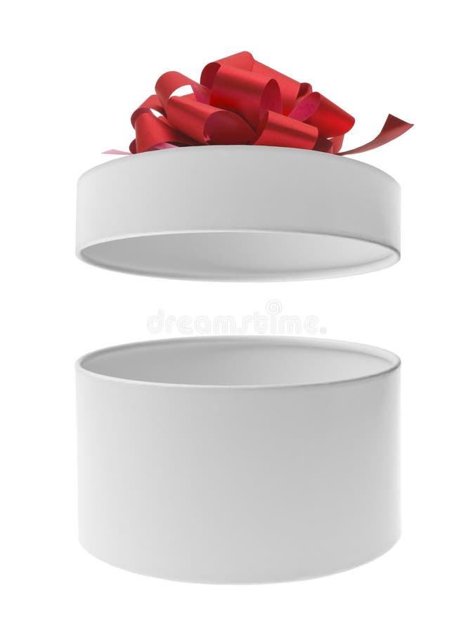 Offene Runde Geschenkbox Mit Roter Schleife Stockbild - Bild von feiern ...