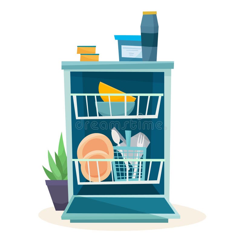 Smutsig Disk För Vask Och öppen Diskare Med Ren Disk Vektor ...