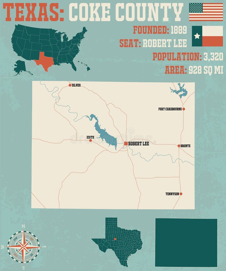 Översikt Av Coke County I Texas Vektor Illustrationer - Illustration av ...